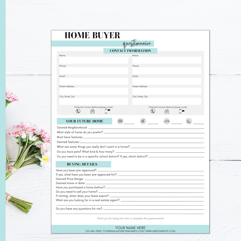 Home Buyer Questionnaire | Customizable Template in Canva for Real ...
