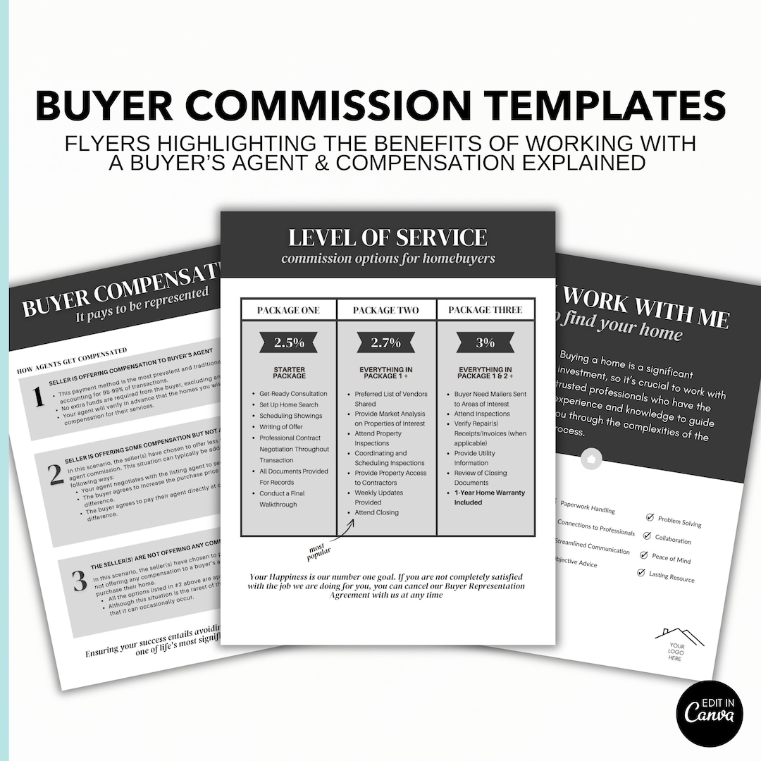 Real Estate Buyer Flyers | Editable Commission & Compensation Templates ...