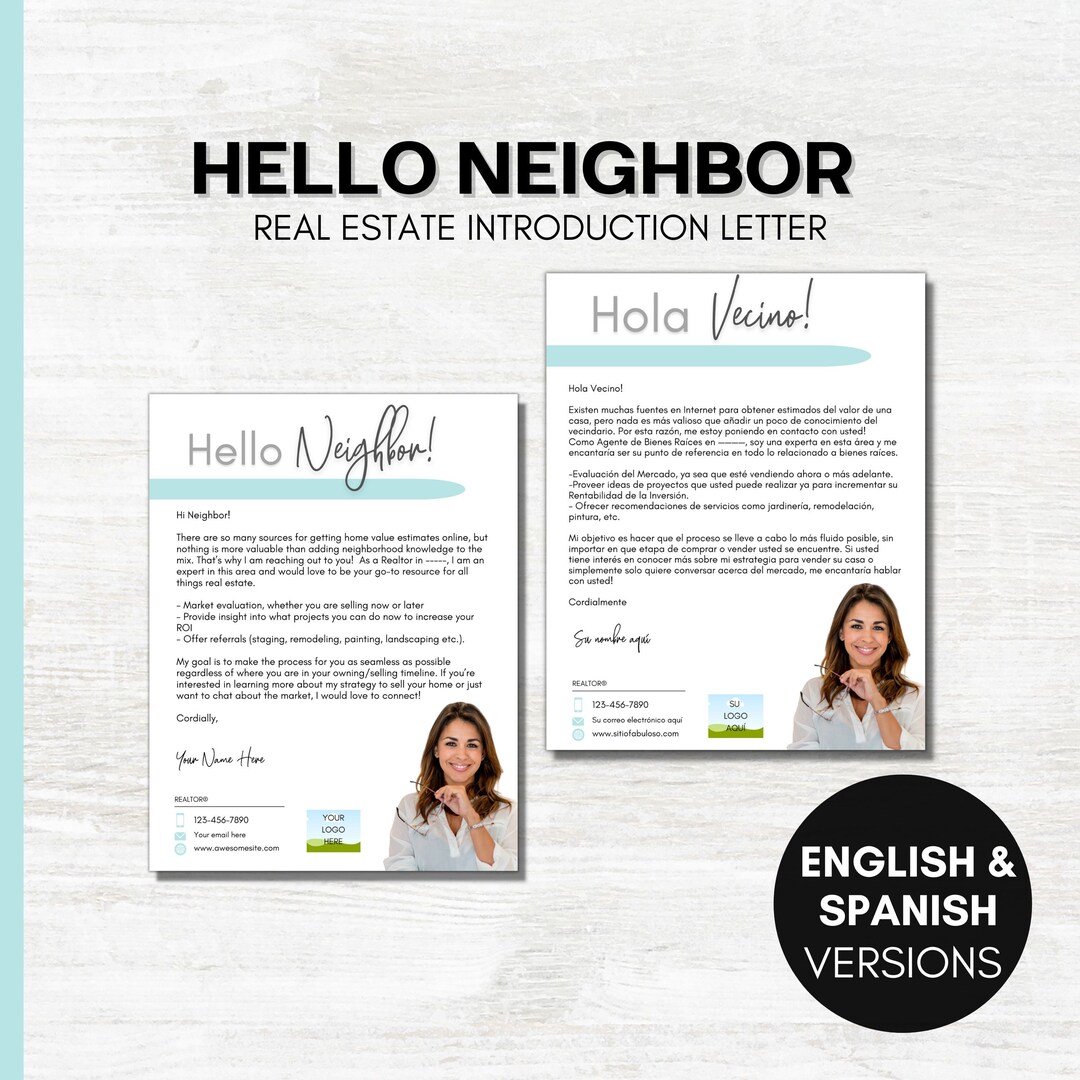 Real Estate Introduction Letter Template: English & Spanish (canva ...