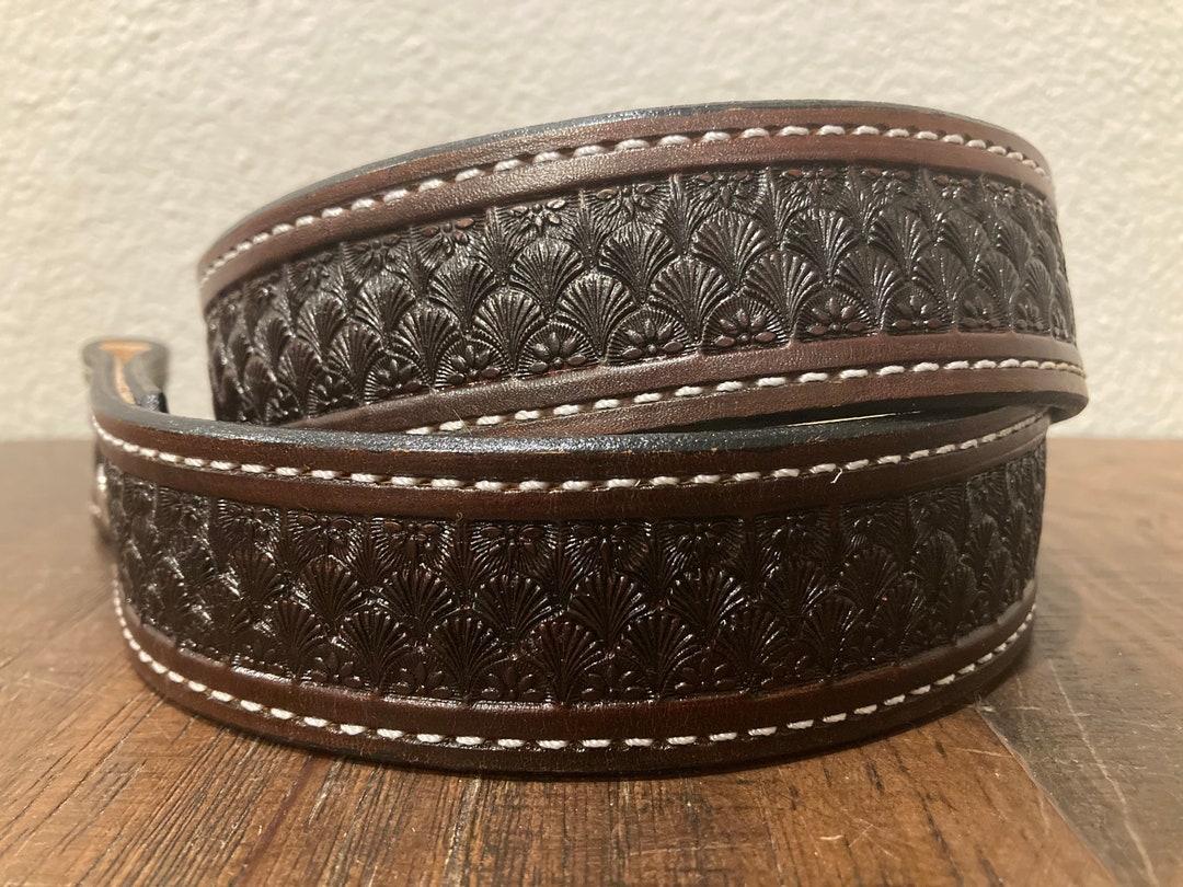 Western Hand Tooled Leather Belt Floral Petal - Etsy