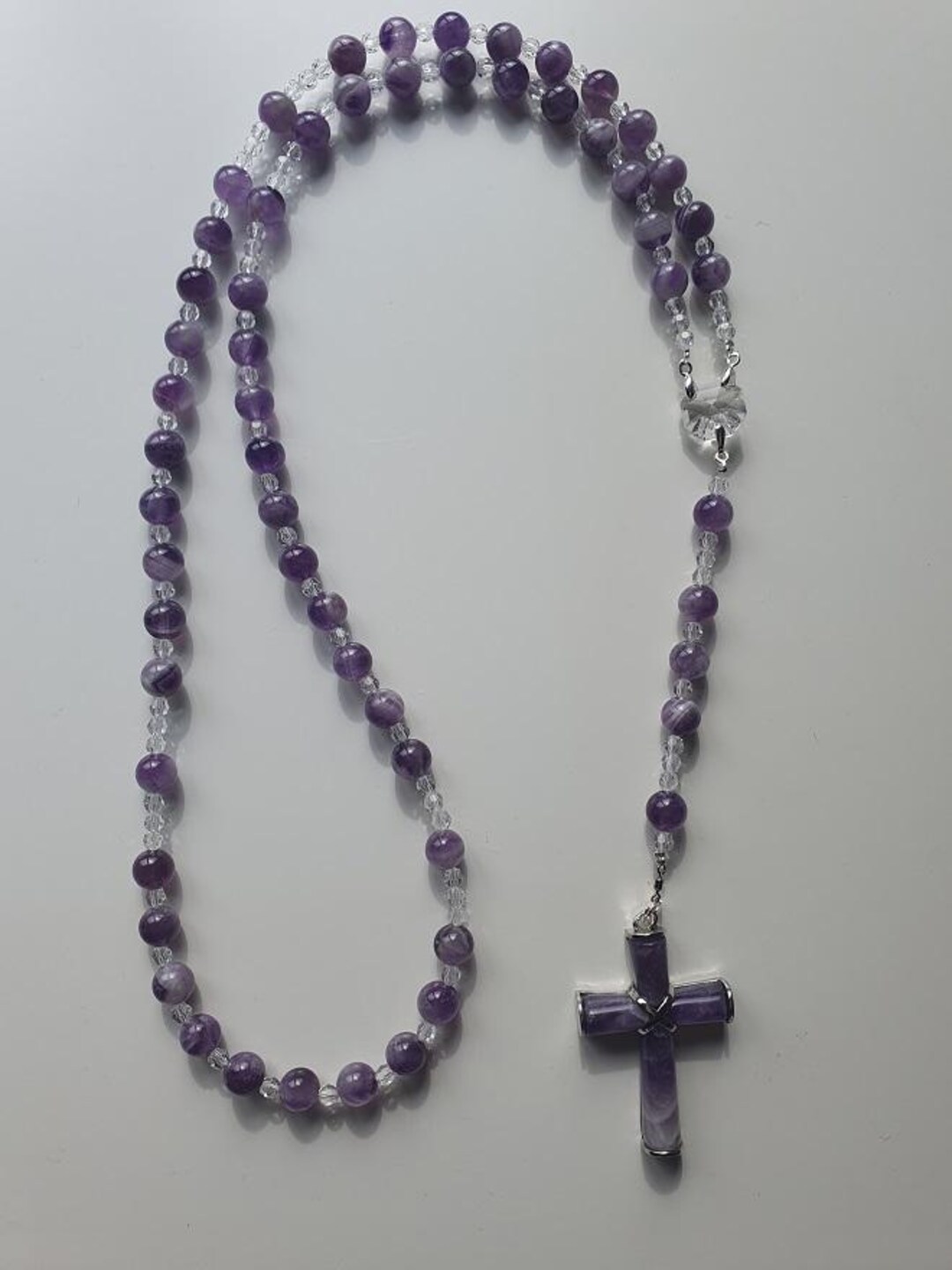 Rosary, Paternoster Made Entirely With Black Agate or Amethyst semi ...