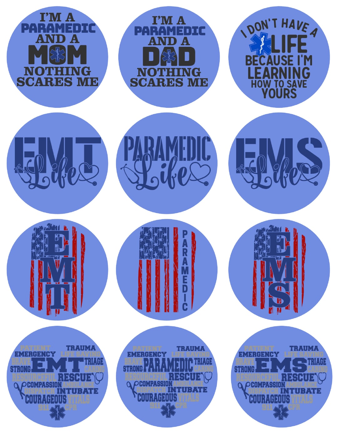 EMS EMT Paramedics Cardstock Circles, Cardstock Cutouts, Freshie ...