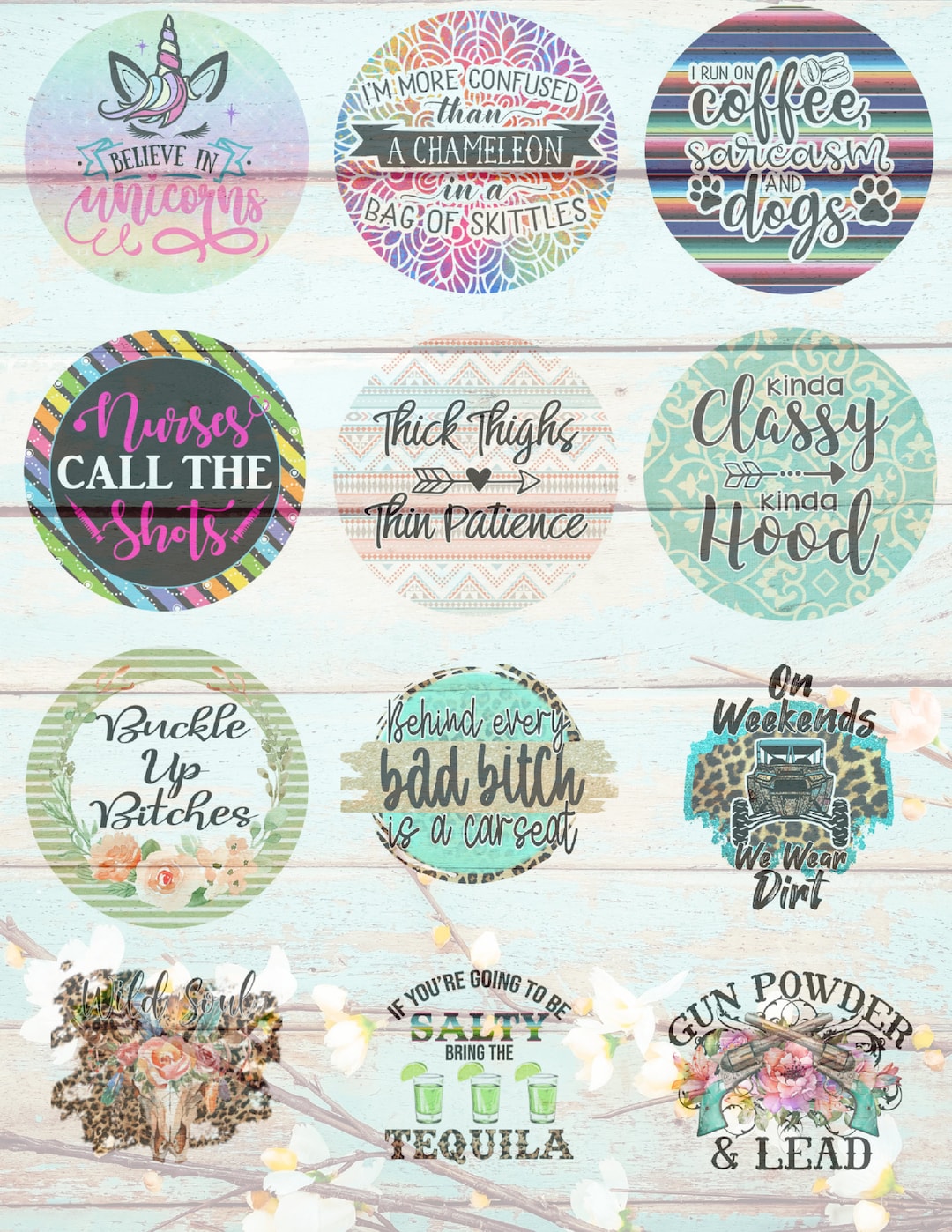 Printed Cardstock Circle Cutouts: Freshie Designs - Etsy