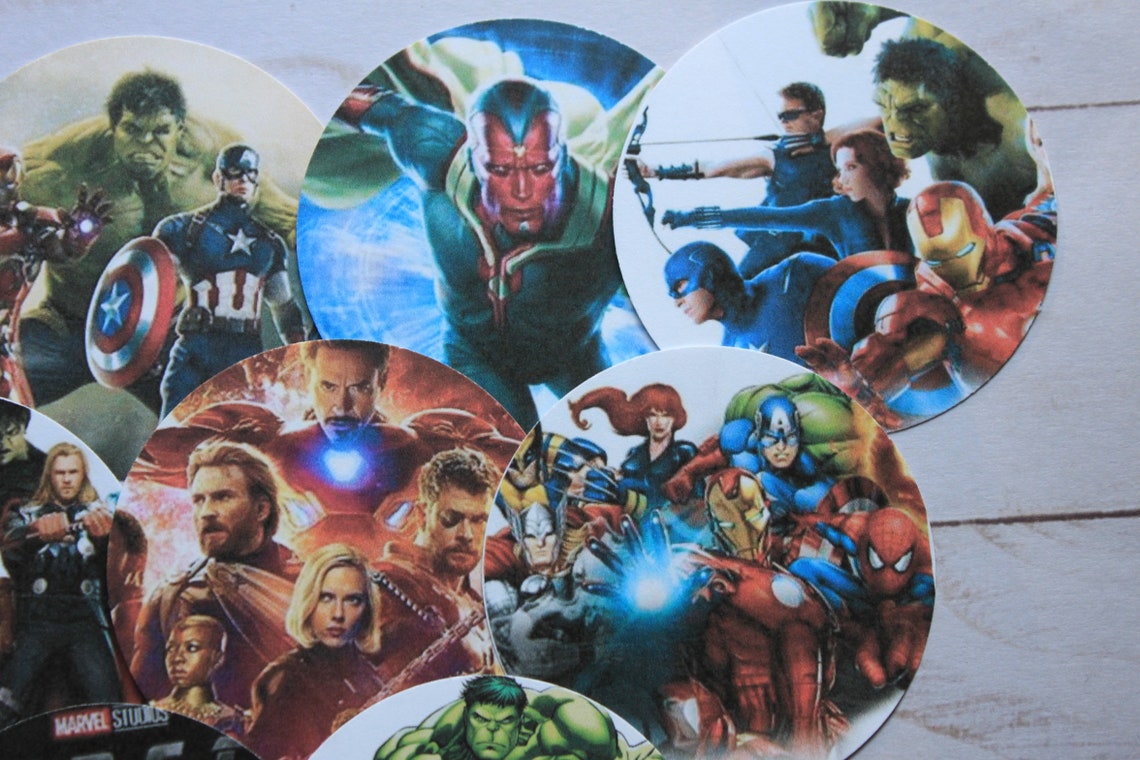 12 Avengers Cardstock Circle Designs Cardstock Cutouts | Etsy