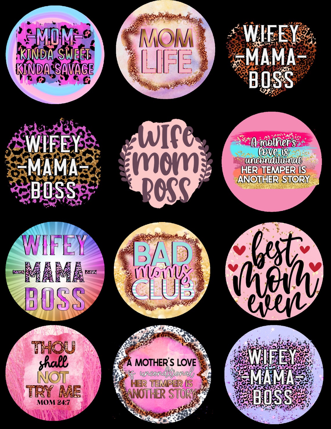 Boss Mom Cardstock Circles Cardstock Cutouts Freshies - Etsy