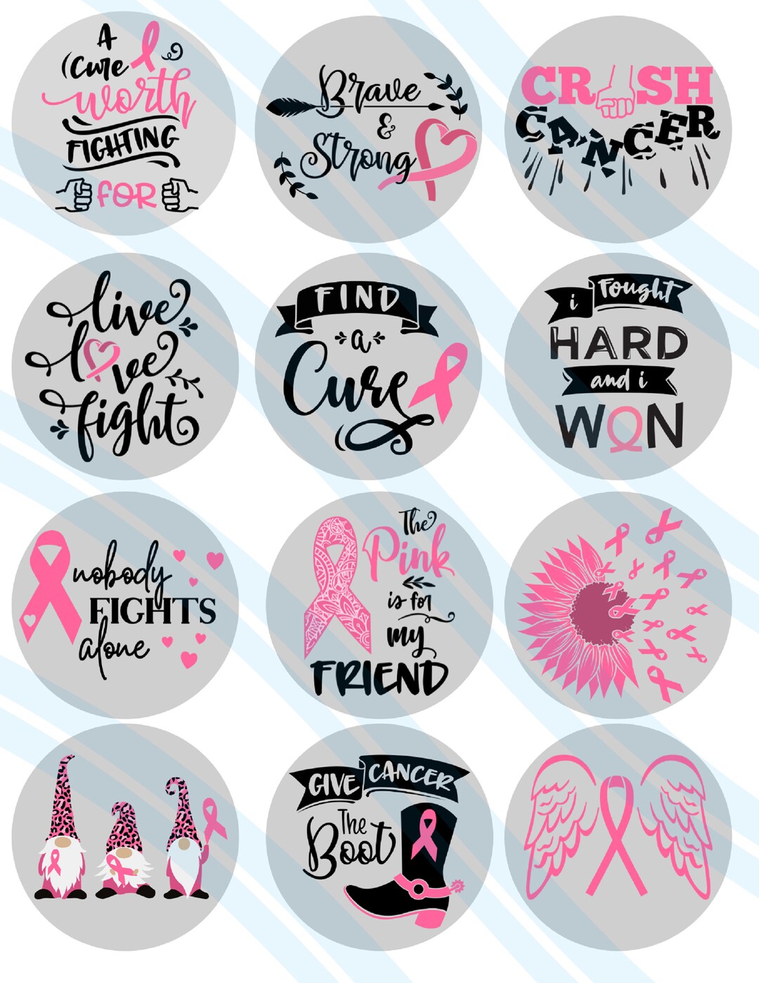 Breast Cancer Cardstock Circles Cardstock Cutouts Freshie - Etsy