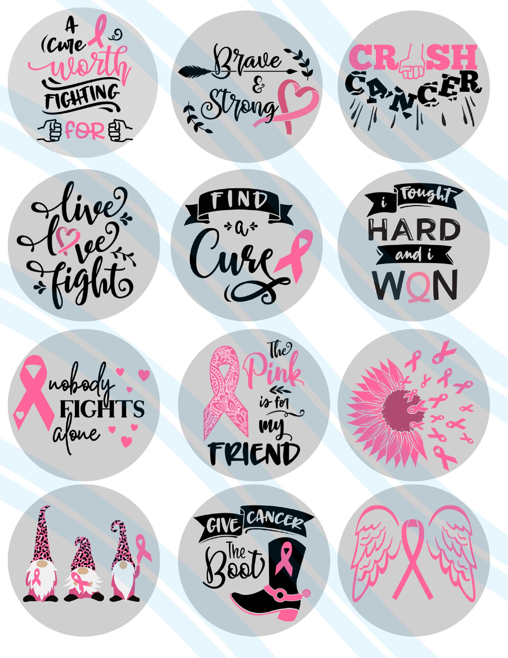 Breast Cancer Cardstock Circles Cardstock Cutouts Freshie | Etsy