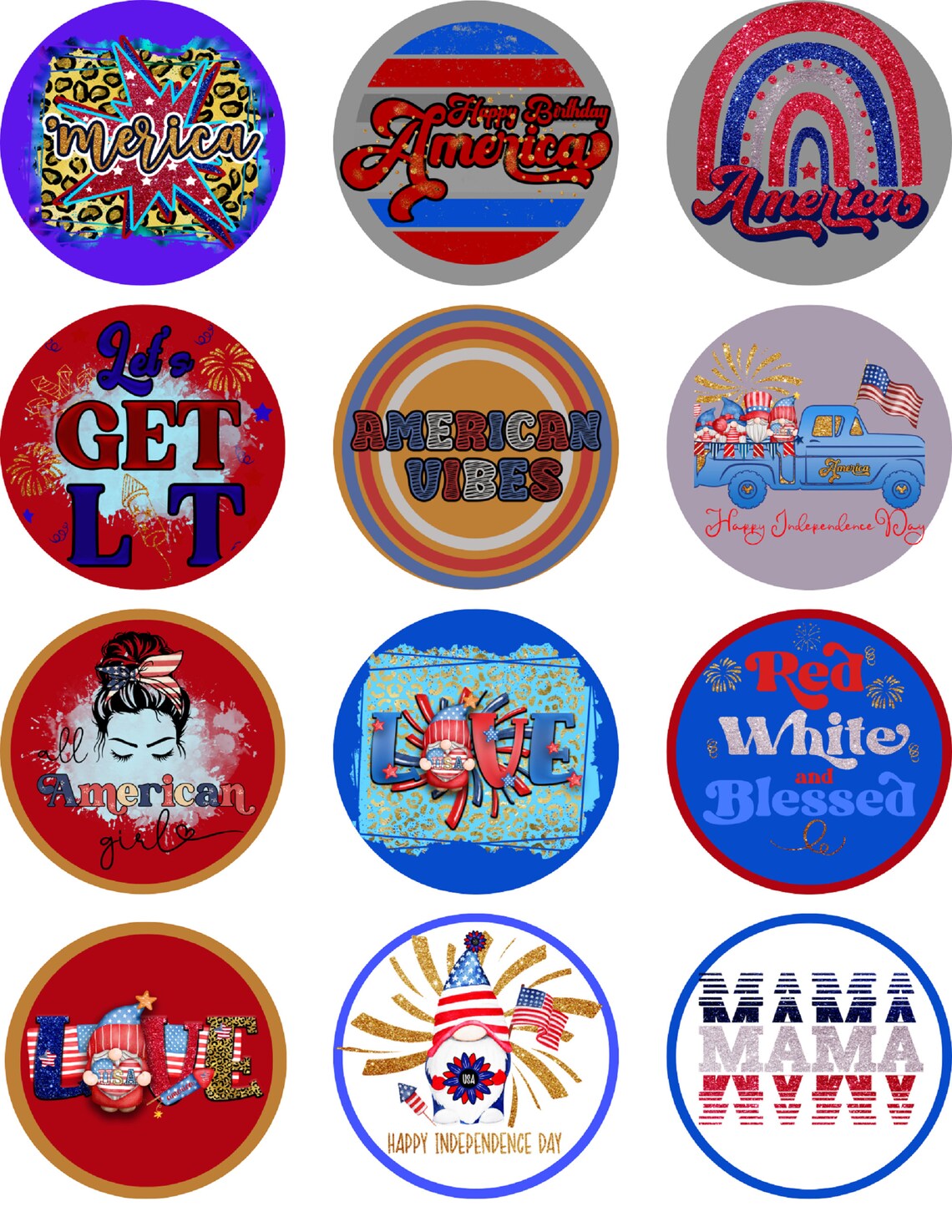 America 'merica Cardstock Circles Cardstock Cutouts - Etsy