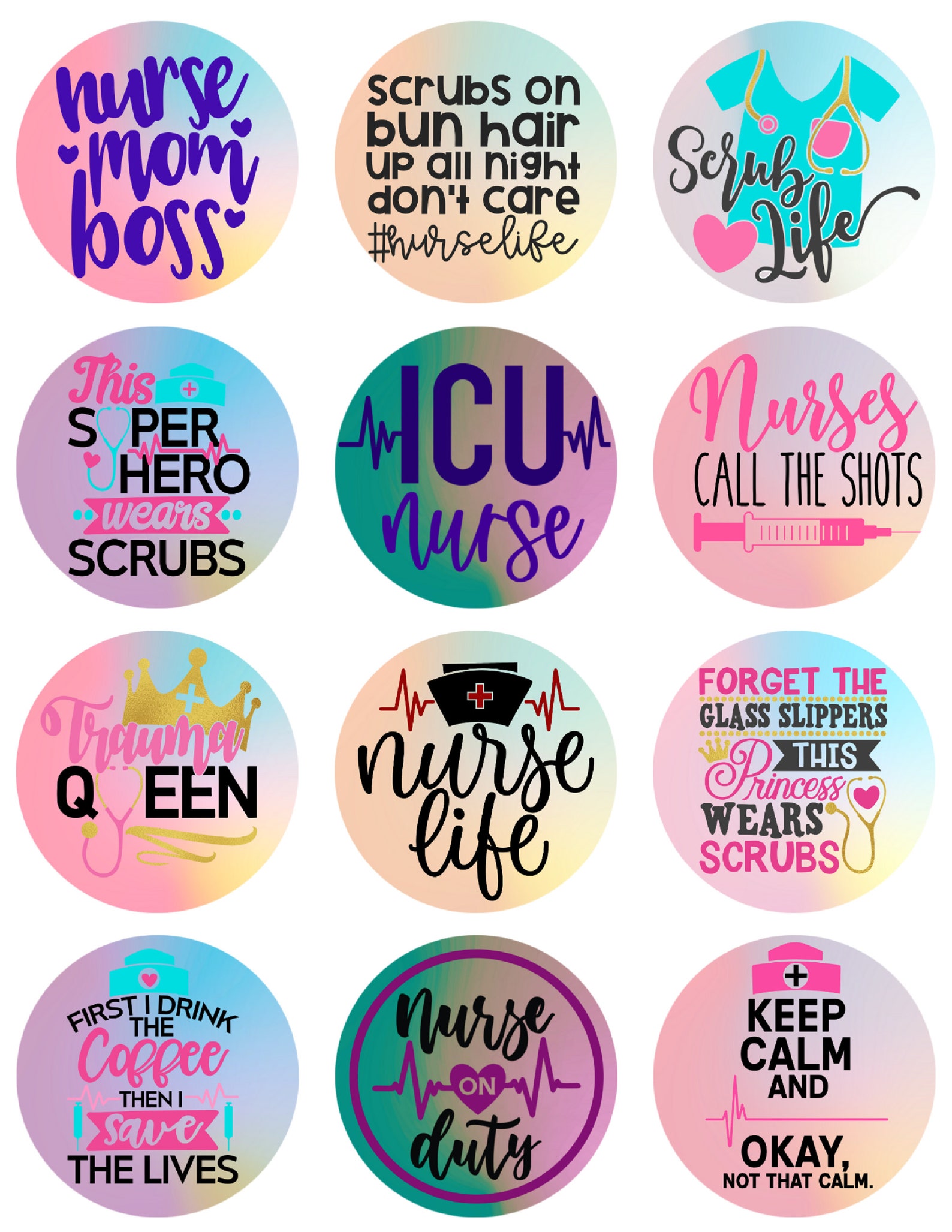 Nurse Life Cardstock Circles Cardstock Cutouts Freshies - Etsy