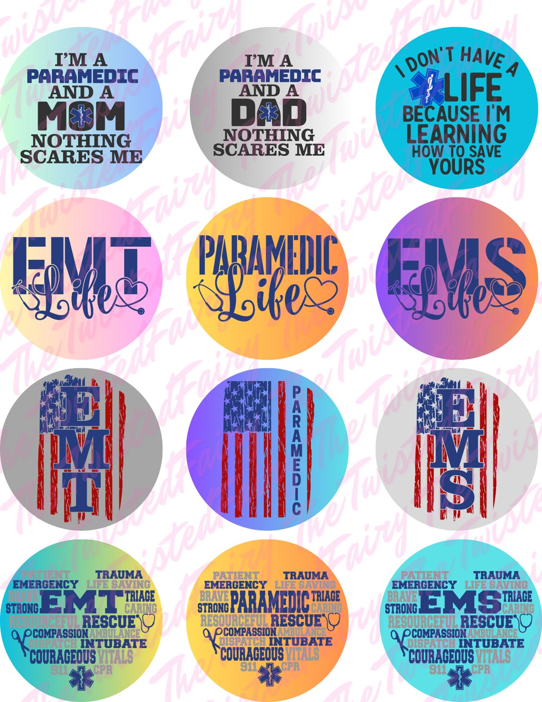 EMS EMT Paramedics Cardstock Circles, Cardstock Cutouts, Freshie ...