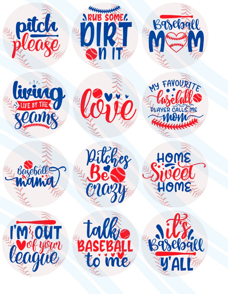 Baseball Cardstock Circles Cardstock Cutouts Freshies - Etsy