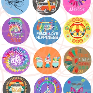 Set of 23 Hippie Cardstock Circles, Cardstock Cutouts, Cardstock ...