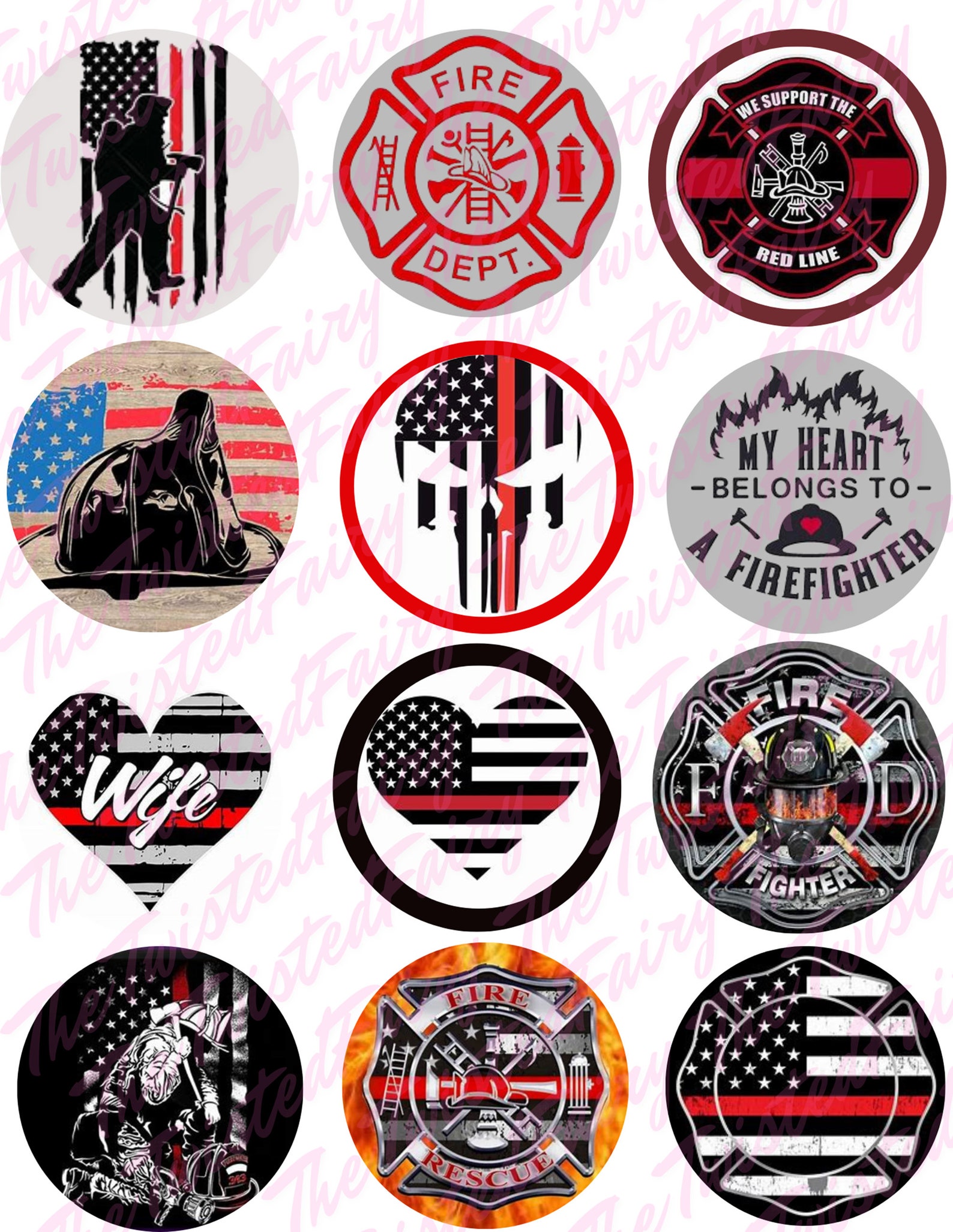 Firefighter Cardstock Circle Cutouts: Freshie Designs - Etsy