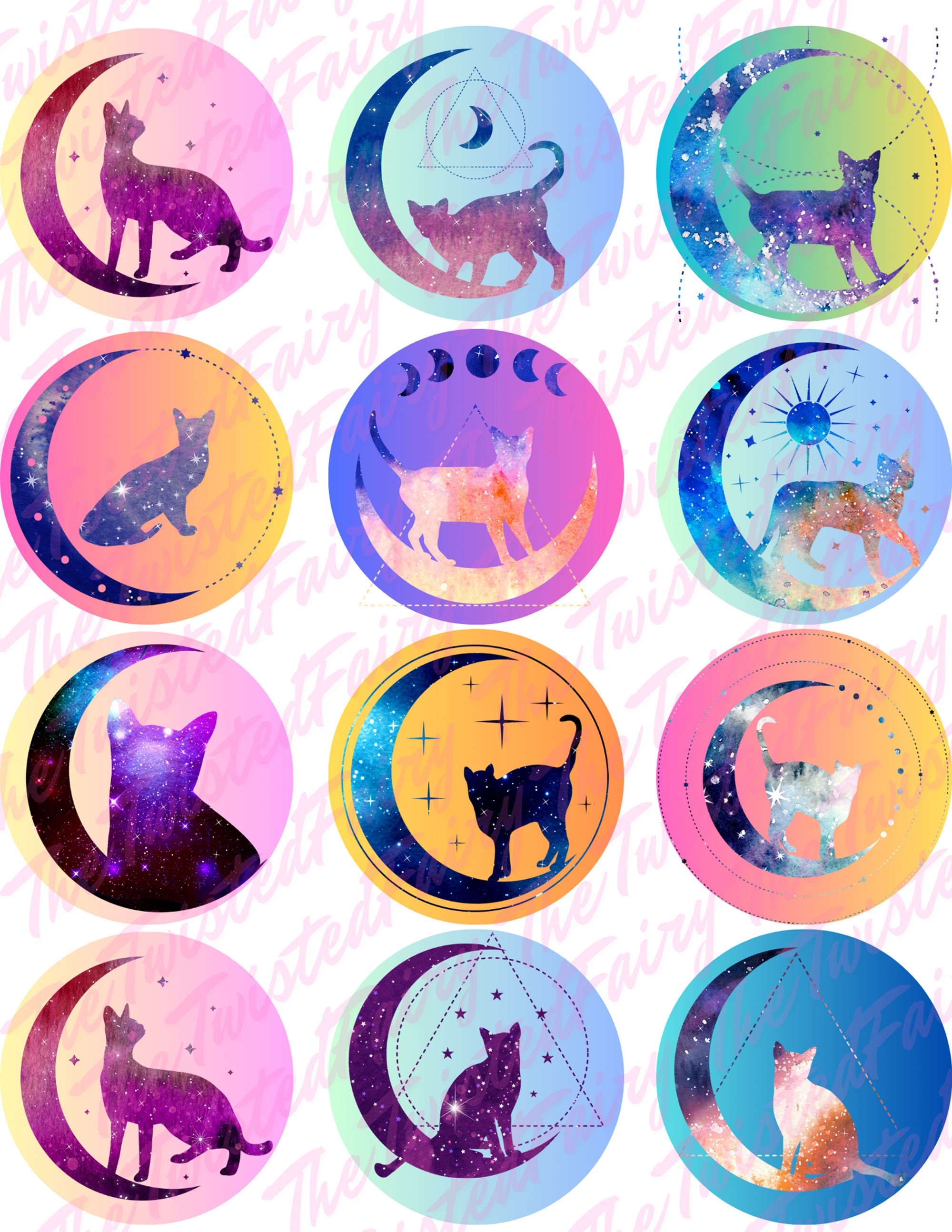 Celestial Cats Cardstock Circles: Freshie Designs - Etsy