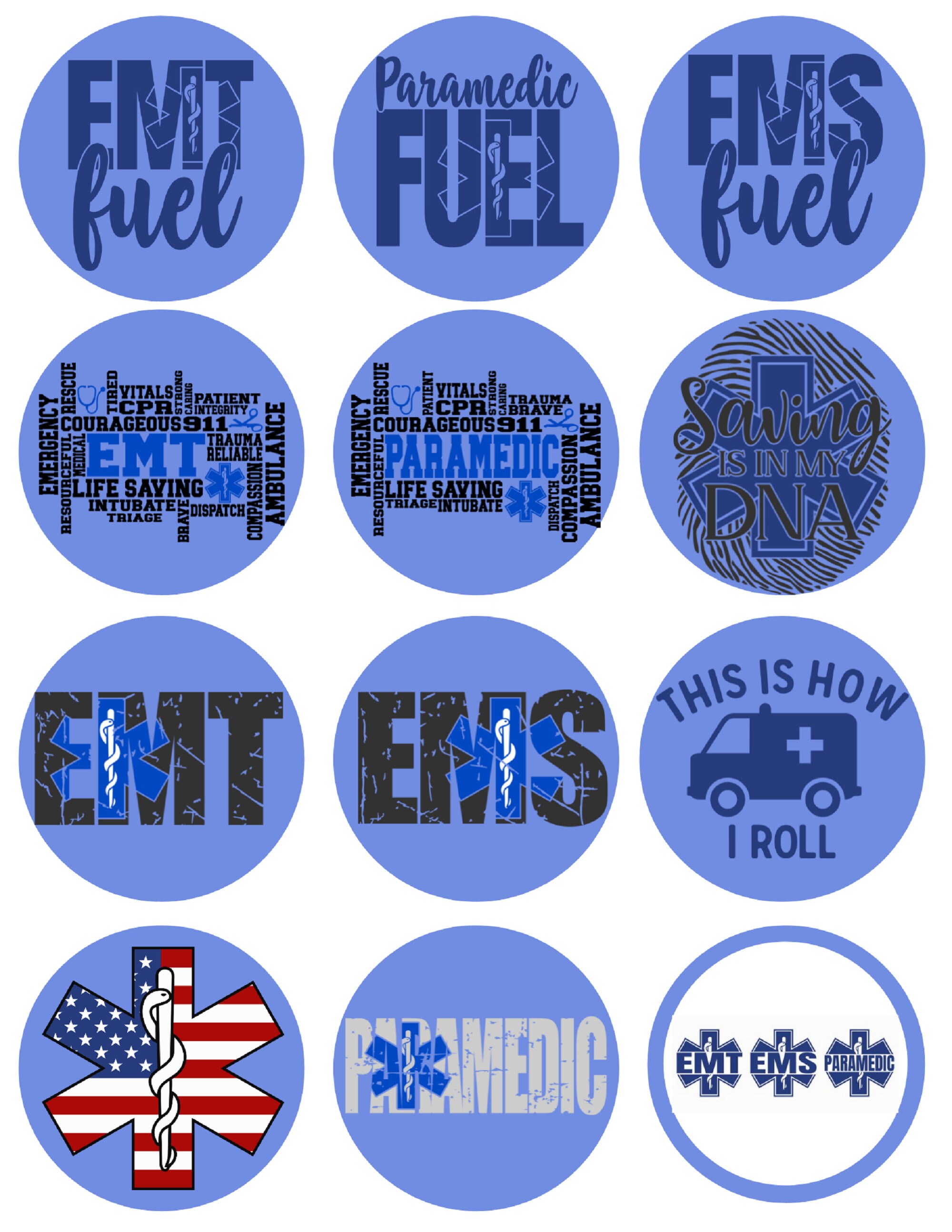 EMS EMT Paramedics Cardstock Circles Cardstock Cutouts - Etsy