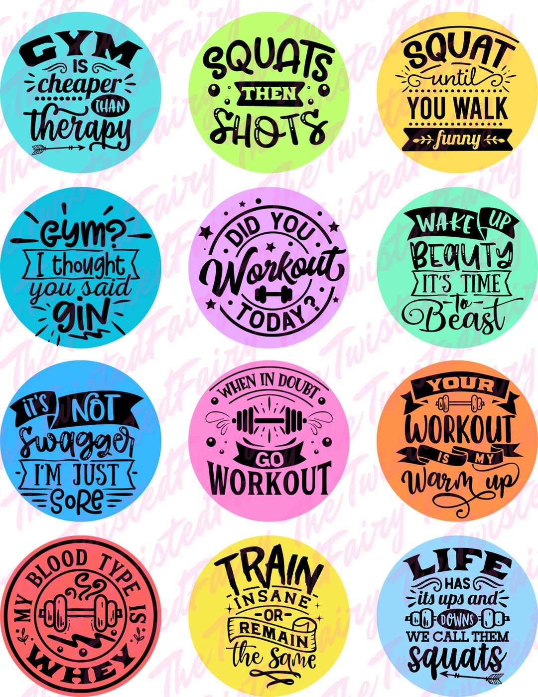 Gym Workout Cardstock Circles, Cardstock Cutouts, Freshies, Cardstock ...