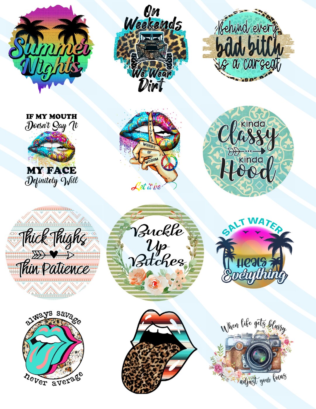 Set of 12 Digital Card-stock Download, Card-stock for Freshies, Freshie ...