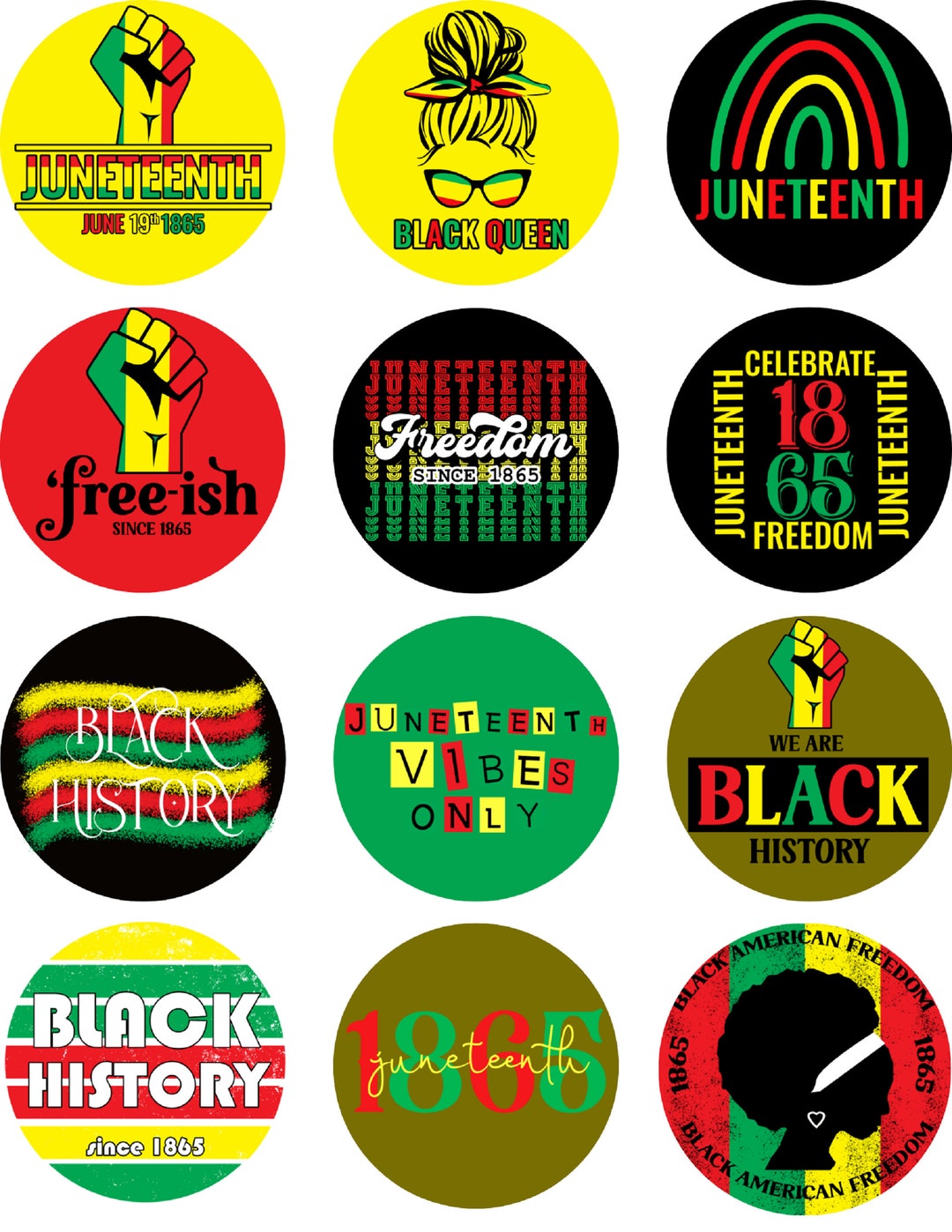 Juneteenth Black History Month Cardstock Circles, Cardstock Cutouts ...