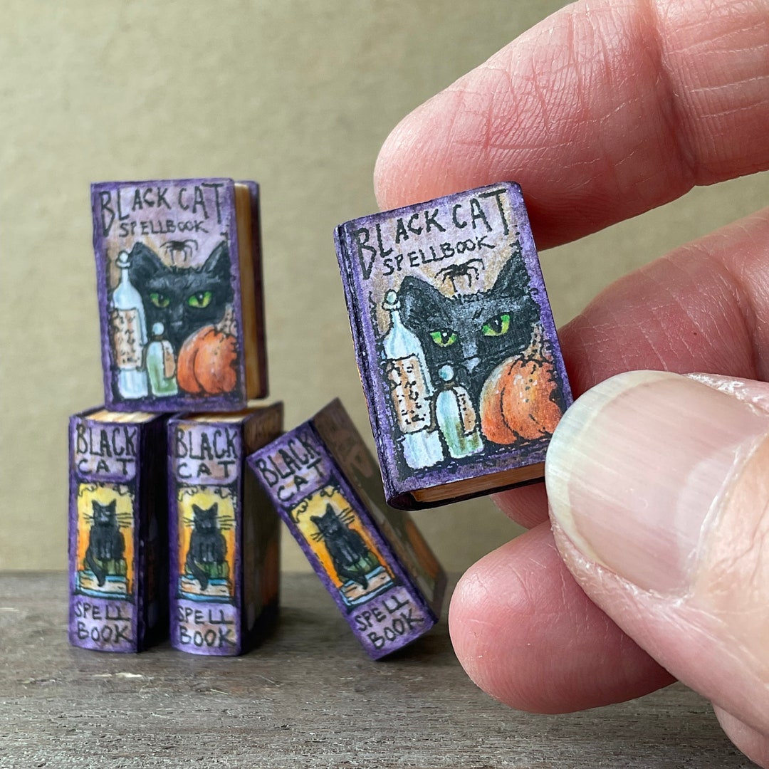 1:12 Scale black Cat Spellbook Large Bookcase Book X1 - Etsy