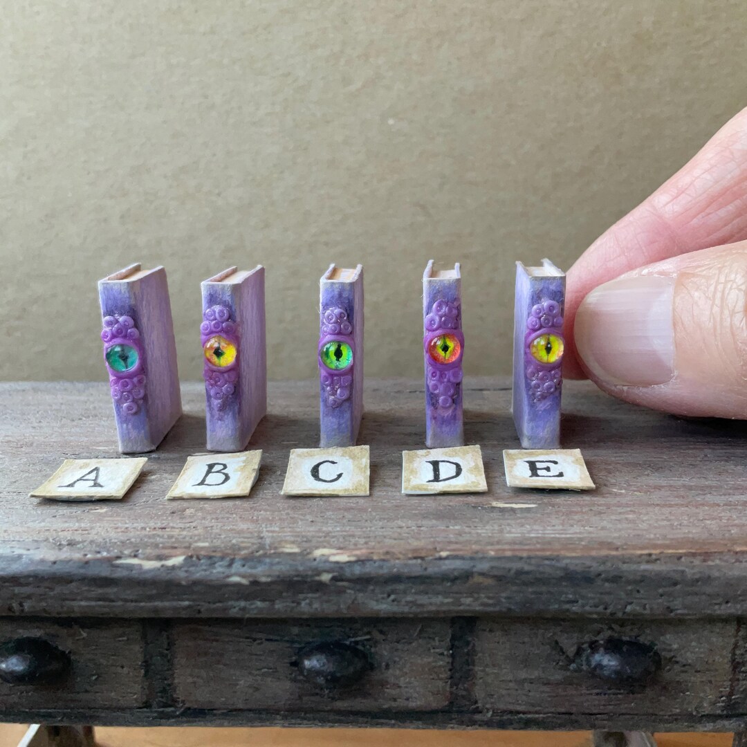 1:12 Scale Shelf-filler Lilac Dragon Eye Book, With Hand Drawn Eye - Etsy