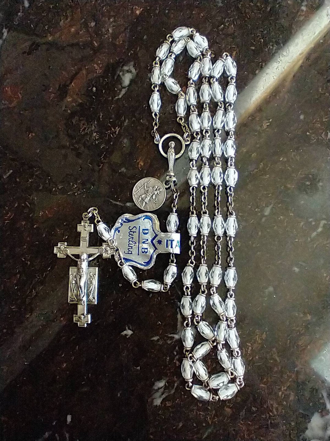 Vintage Catholic Rosary Creed Sterling Silver Marked Cfx&ctr Clear ...