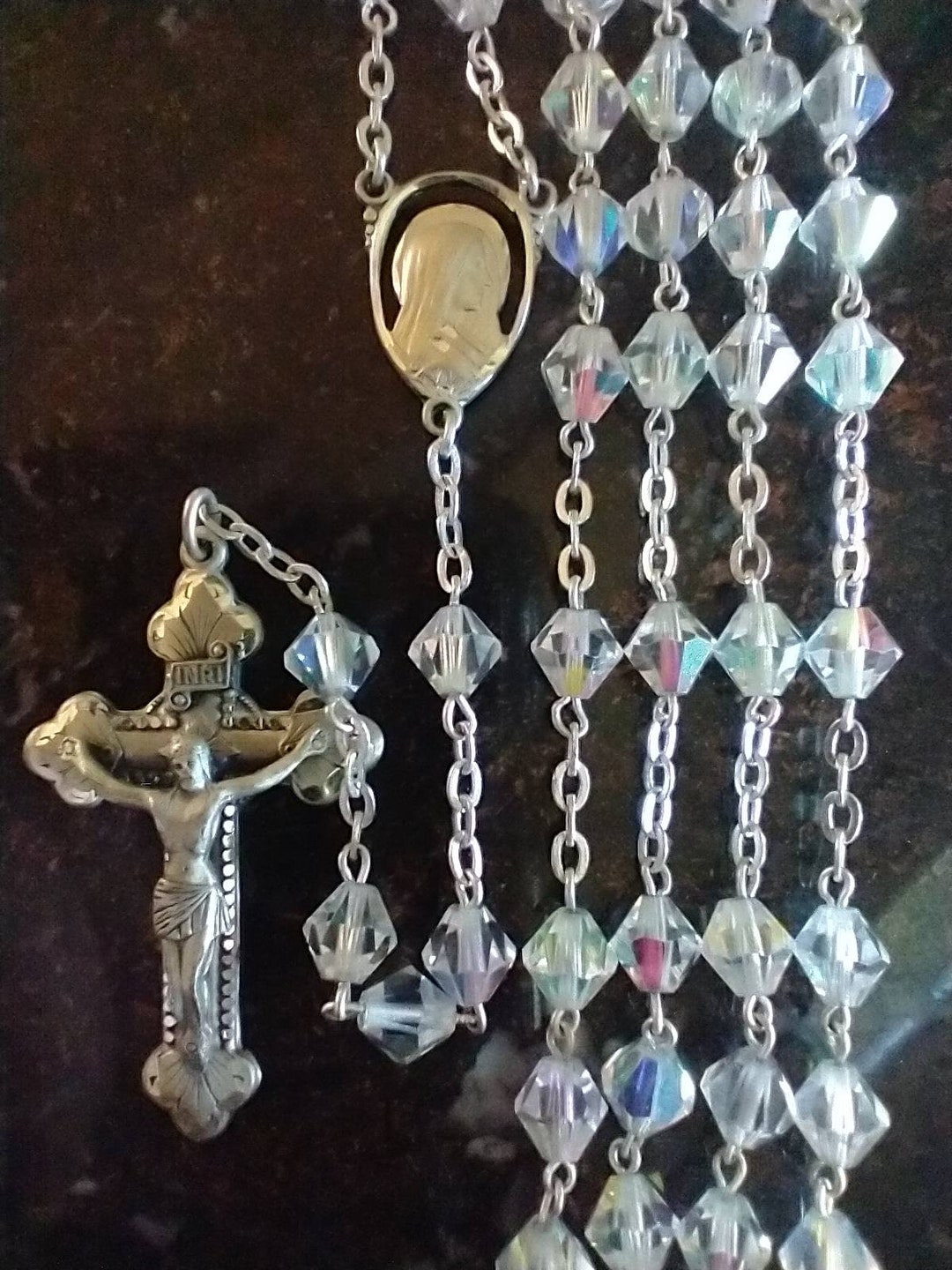 Vintage Catholic Creed Sterling Silver Rosary Glass Beads With Case - Etsy