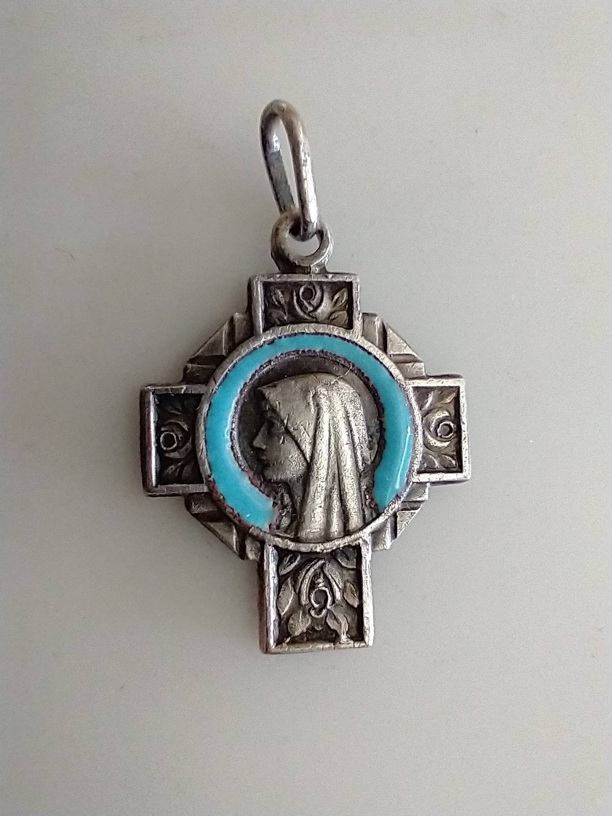 Vintage Catholic Turquoise Blue Enamel Lourdes Religious Medal Cross - Etsy