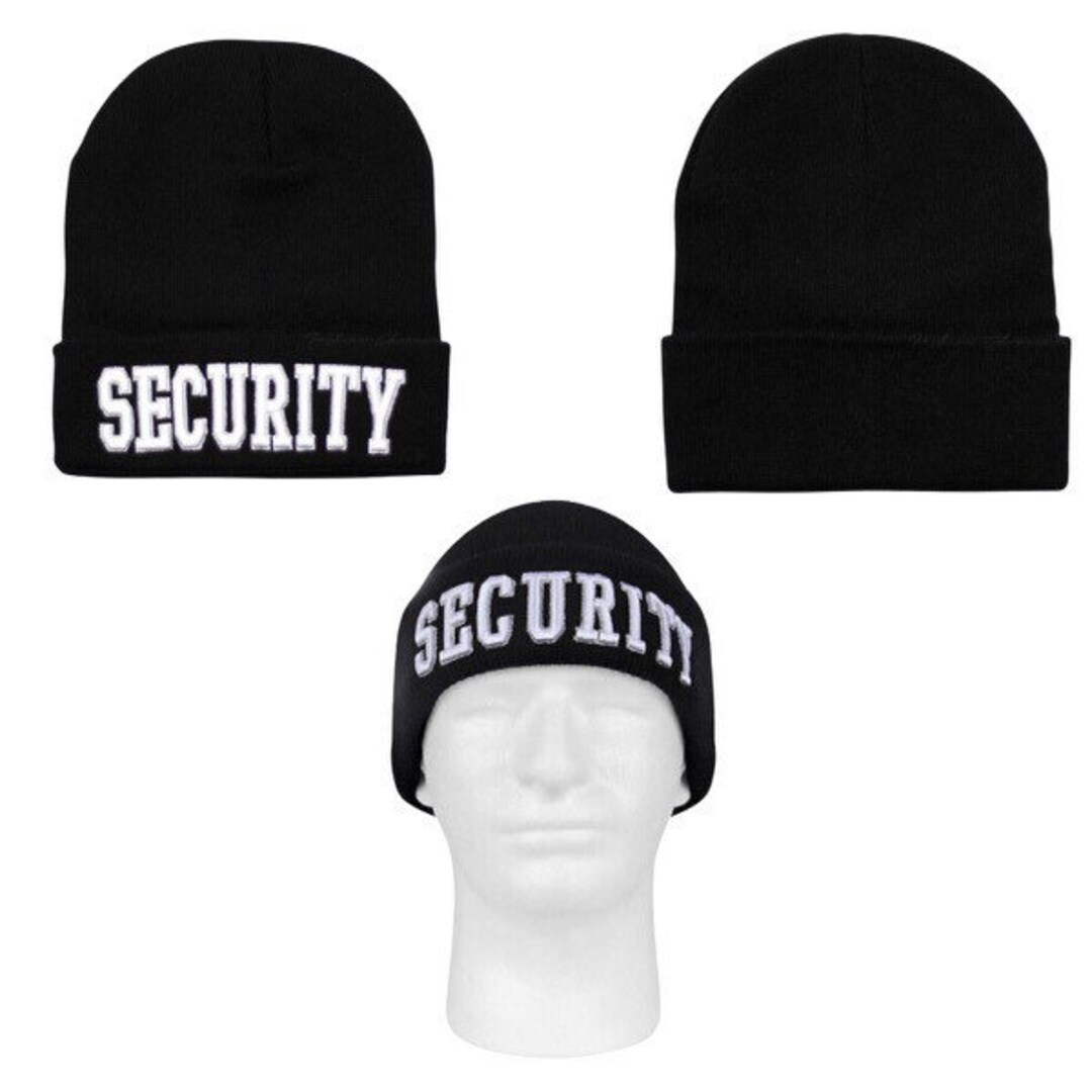 Security Beanie, Security Skull Knit Hat, Security Beanie, Security ...