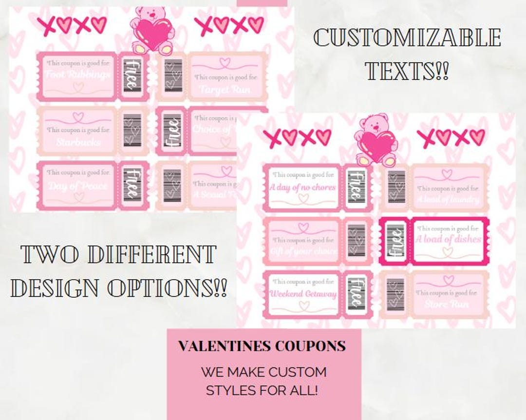 Editable Digital Love Coupons, Valentines Day Coupons, Valentines Day ...