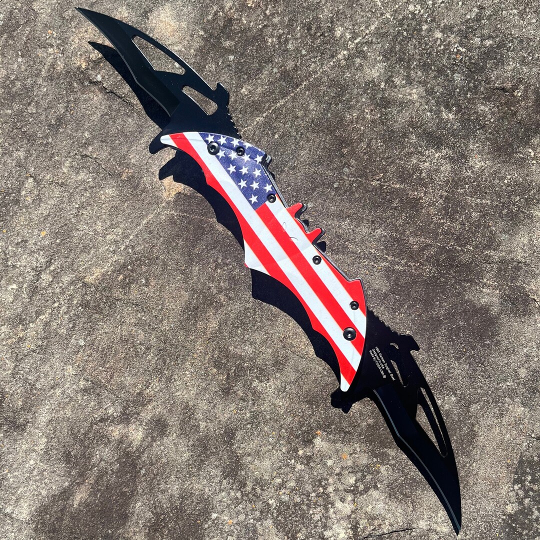 Bat Knife American Flag Spring Assisted Folding Patriotic Dual Blade ...