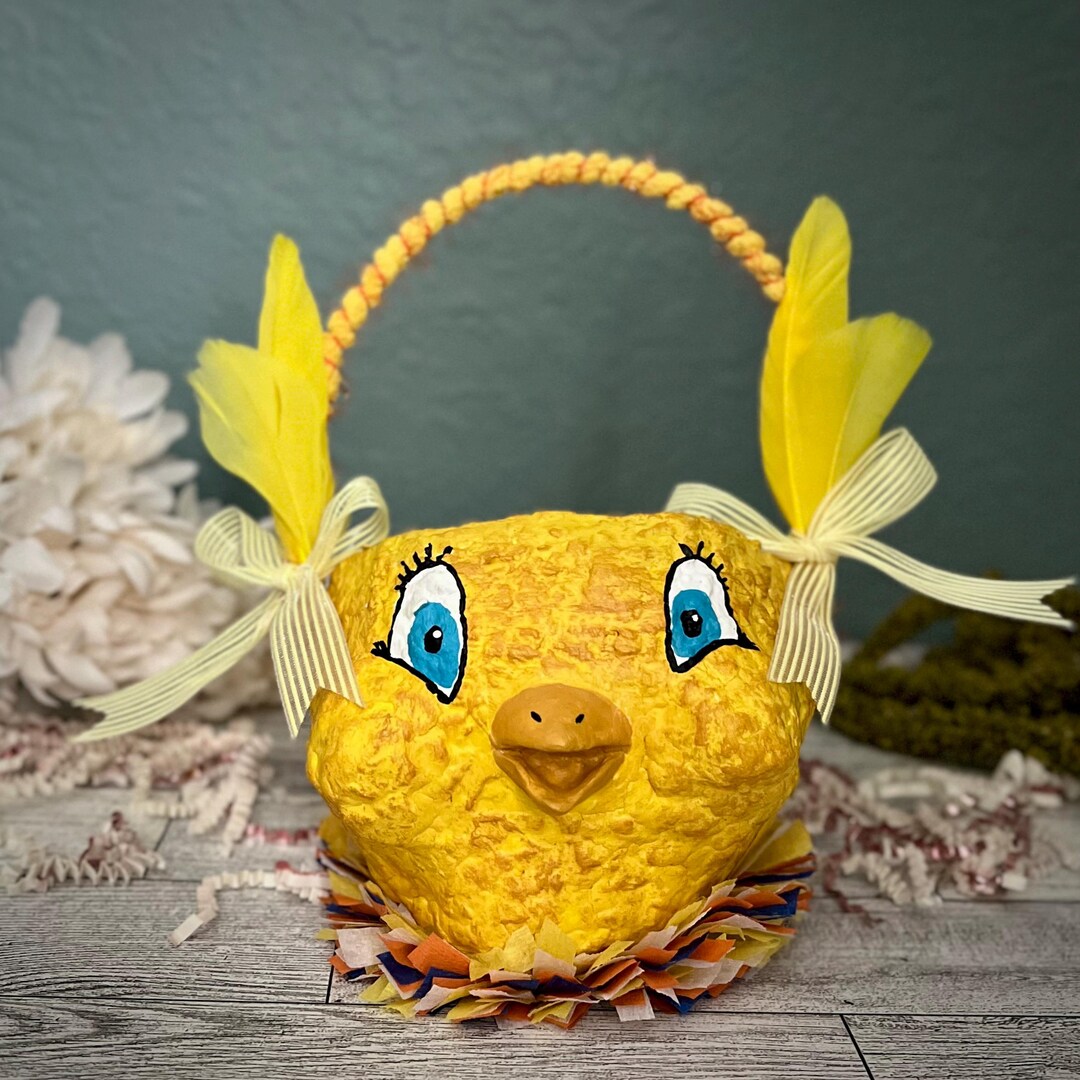 Vintage Style Chick Bucket: Lucy is Handmade Paper Mache Easter Holiday ...