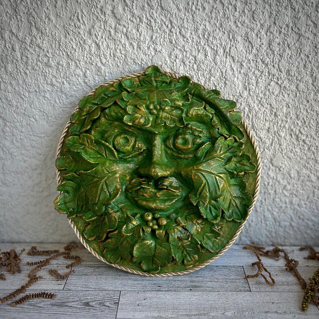 Green Man Face Wall Plaque: Roman is a Handmade Whimsical Garden Decor ...