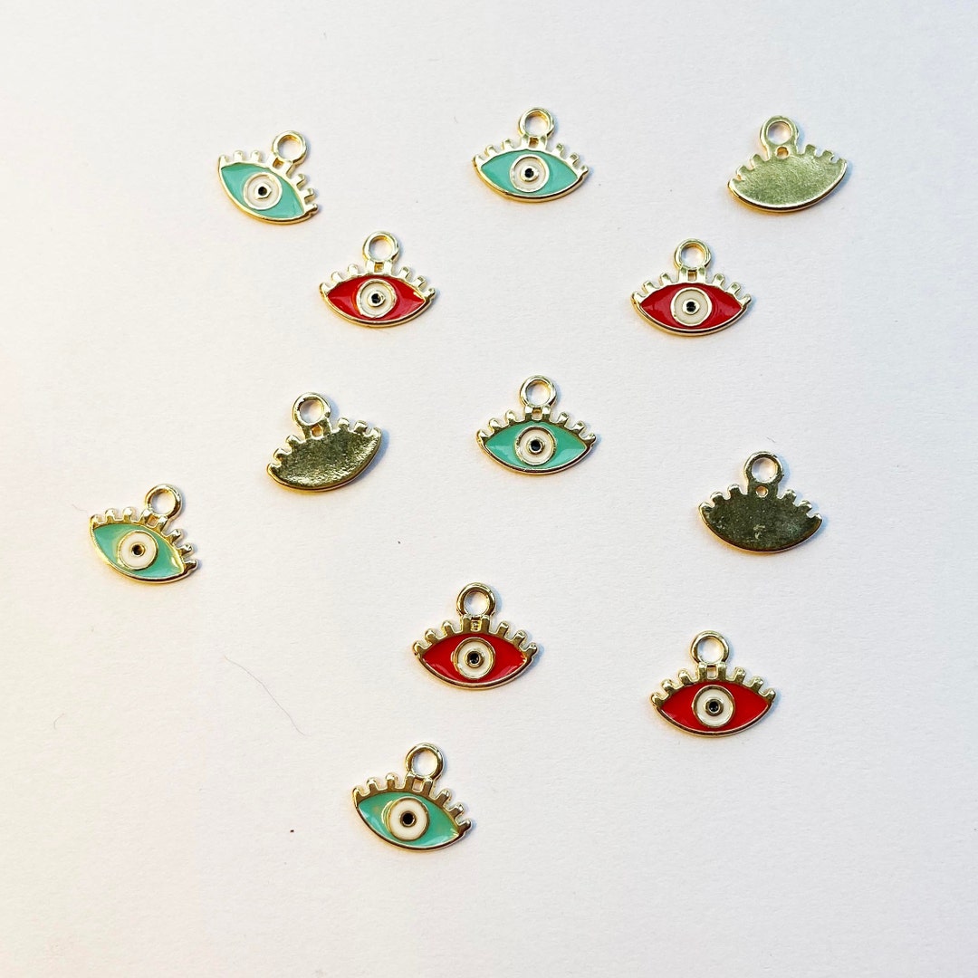 5 pack 18K Shiny Gold Plated charm • evil eye pendant • Evil eye with ...