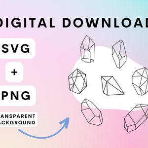 Crystal Icons | Gemstones, Stones, Geodes, SVG PNG Instant Digital ...