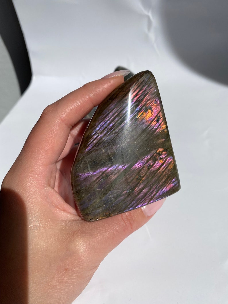 Pink & Purple Labradorite Freeform Crystal, Rare Purple Flash Natural ...