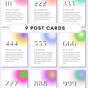 Angel Number Cards, 9 Post Cards, PDF PNG Digital Download, Zodiac ...