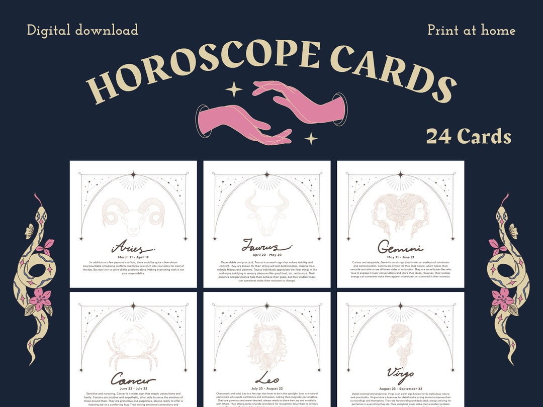 Horoscope Cards | for Social Media, Websites and Print, Printable Star ...