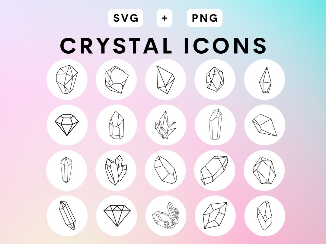 Crystal Icons | Gemstones, Stones, Geodes, SVG PNG Instant Digital ...