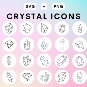 Crystal Icons | Gemstones, Stones, Geodes, SVG PNG Instant Digital ...