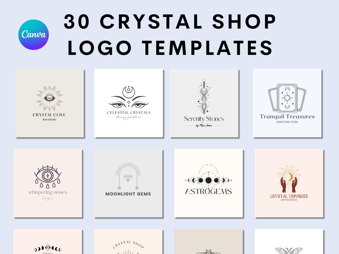 30 Crystal Shop Logo Templates, Digital Downloads Gemstone Logos for ...
