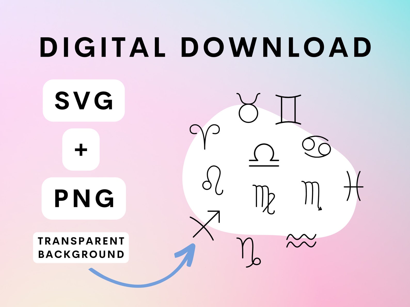 Zodiac Sign Icons | Star Sign Icons, SVG PNG Instant Digital Download ...