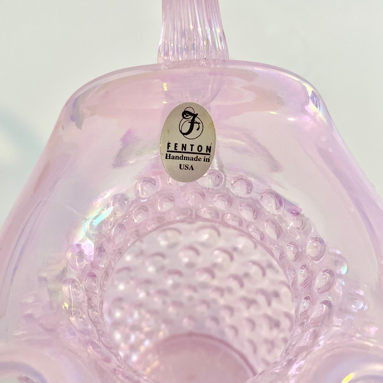 Iridescent Pink Fenton Glass Vase Milk Pitcher Water Carafe Vintage ...