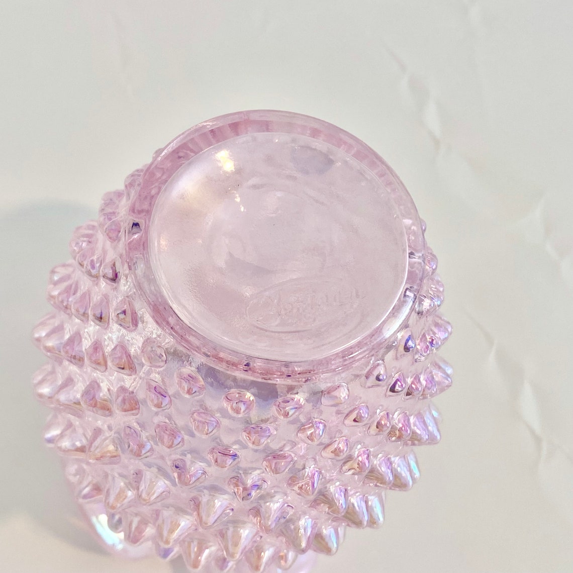 Iridescent Pink Fenton Glass Vase Milk Pitcher Water Carafe Vintage ...