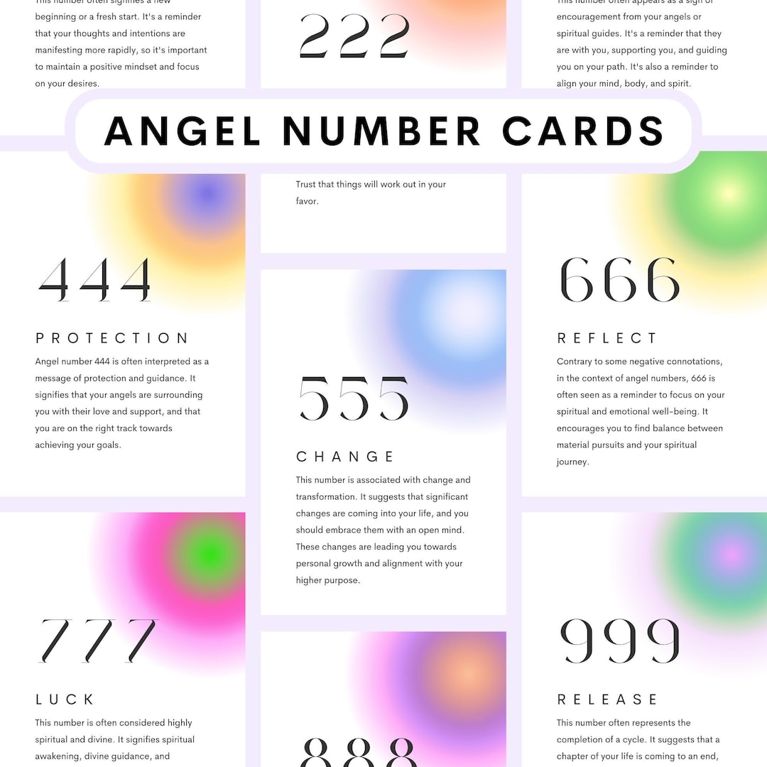 Angel Number Cards, 9 Post Cards, PDF PNG Digital Download, Zodiac ...