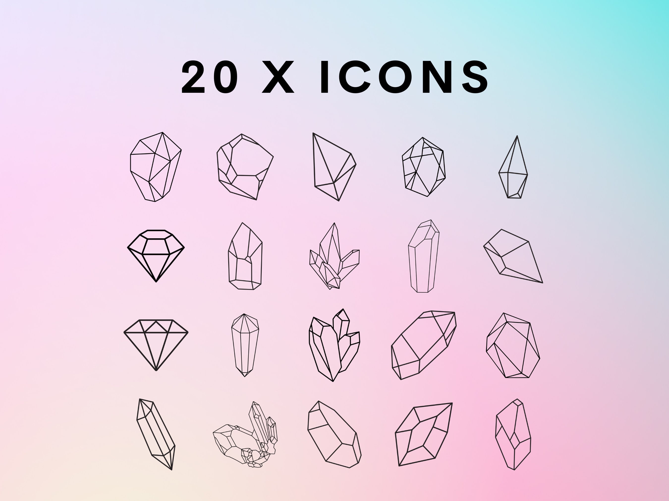 Crystal Icons Gemstones, Stones, Geodes, SVG PNG Instant Digital ...