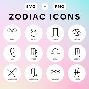 Zodiac Sign Icons | Star Sign Icons, SVG PNG Instant Digital Download ...