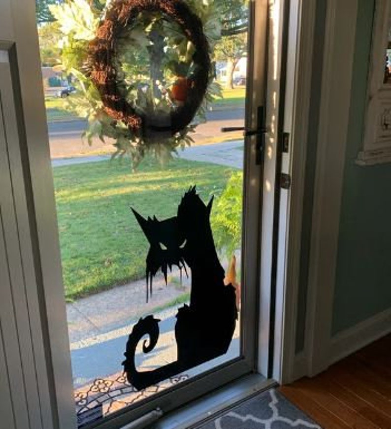 Scary Cat Wall or Window Halloween Decal Sticker - Etsy