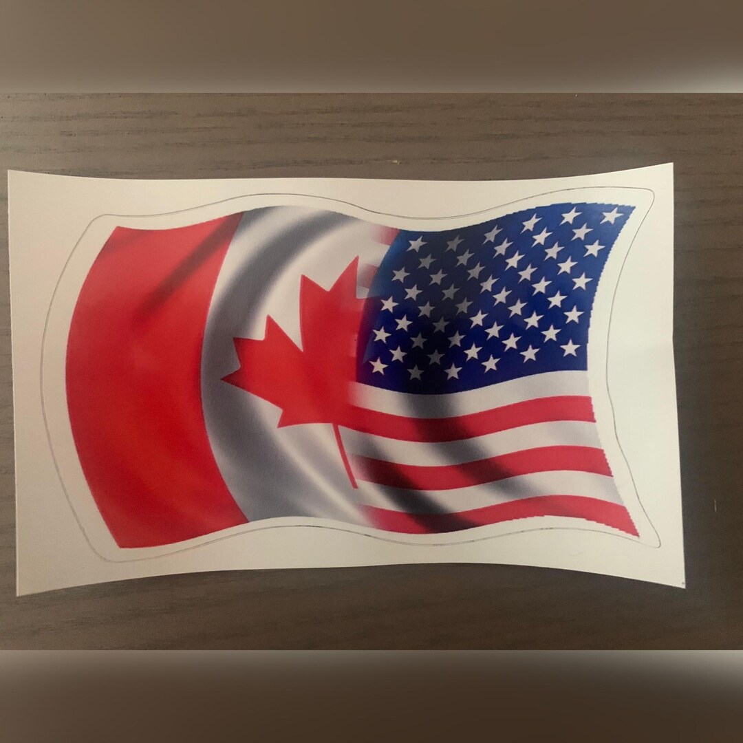 Waving Canada USA Flag Decal - Set of 2 - Car Bumper Sticker - Etsy
