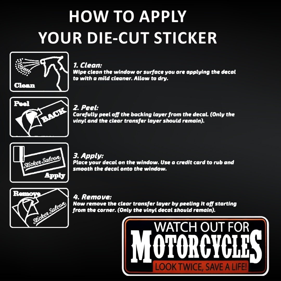 Watch Out for Motorcycles Sticker pack of 2 Aware Sticker Be Aware ...