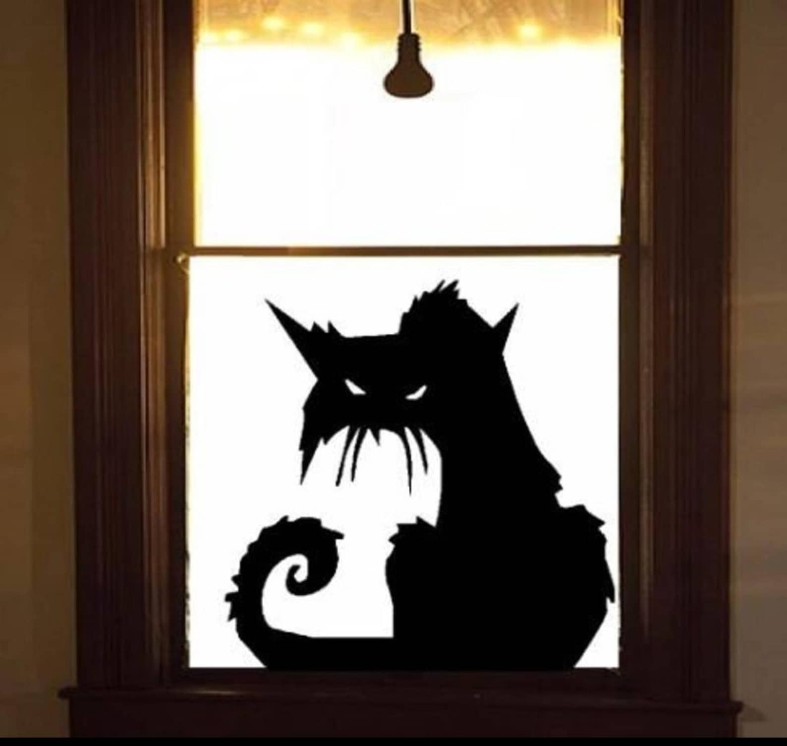 Scary Cat Wall or Window Halloween Decal Sticker - Etsy
